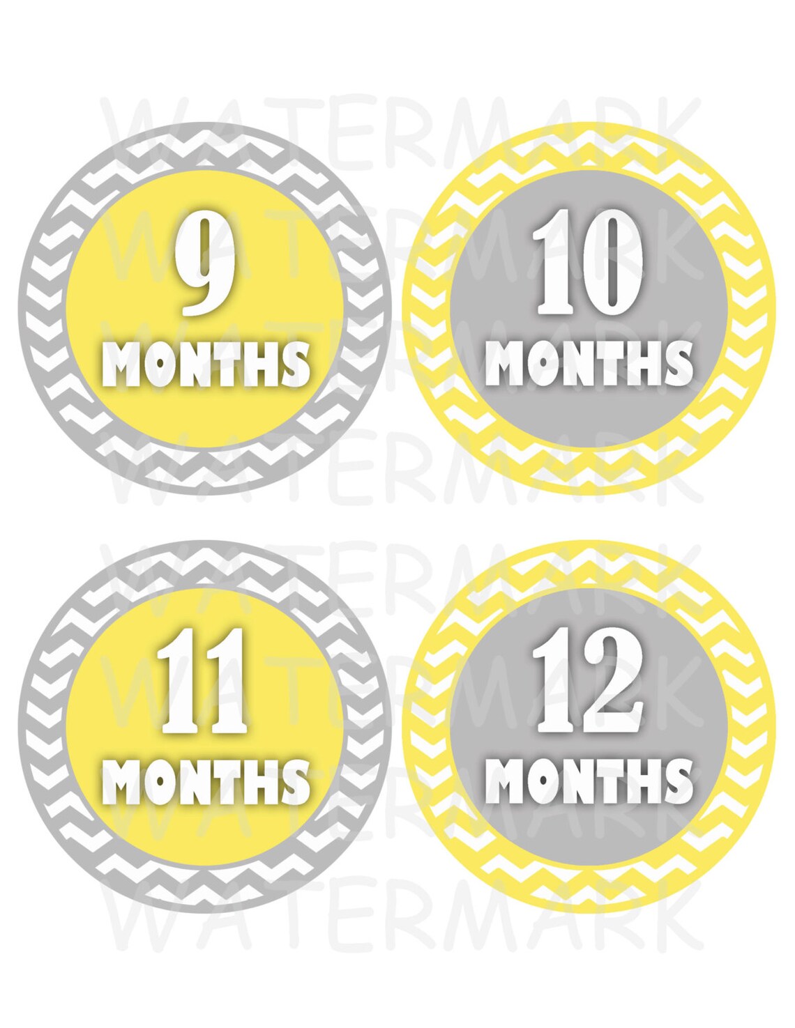 Gray and Yellow Chevron Monthly Baby Images Printable - Etsy
