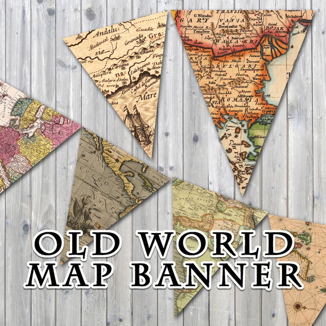 Old World Map Printable Banner - Includes 3 Sizes - Instant Download - Etsy
