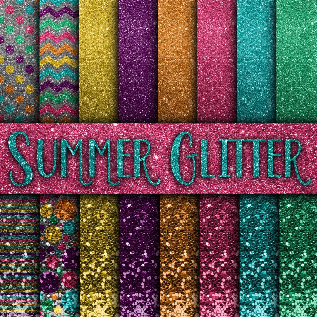 Summer Glitter Digital Paper - Rainbow Backgrounds and Textures - 16 ...