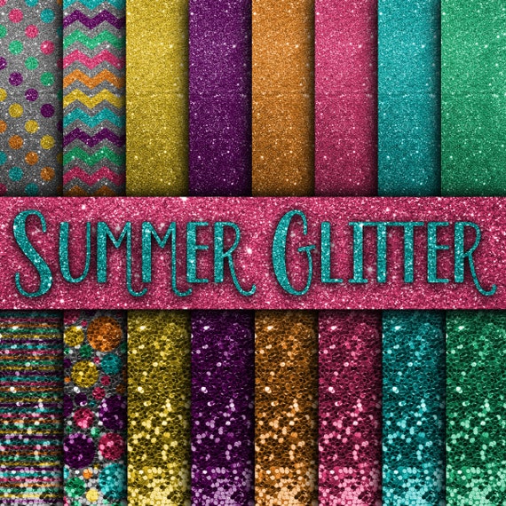 Summer Glitter Digital Paper Rainbow Backgrounds and | Etsy