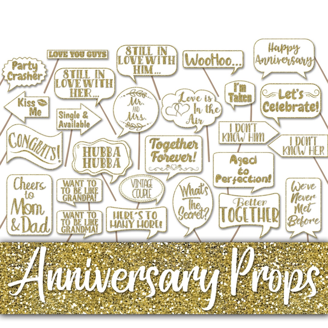 Wedding Anniversary Photo Booth Prop Signs and Decorations - Over 35 ...