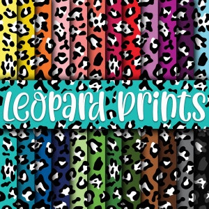 Leopard Print Digital Paper Colorful Leopard Print Digital - Etsy