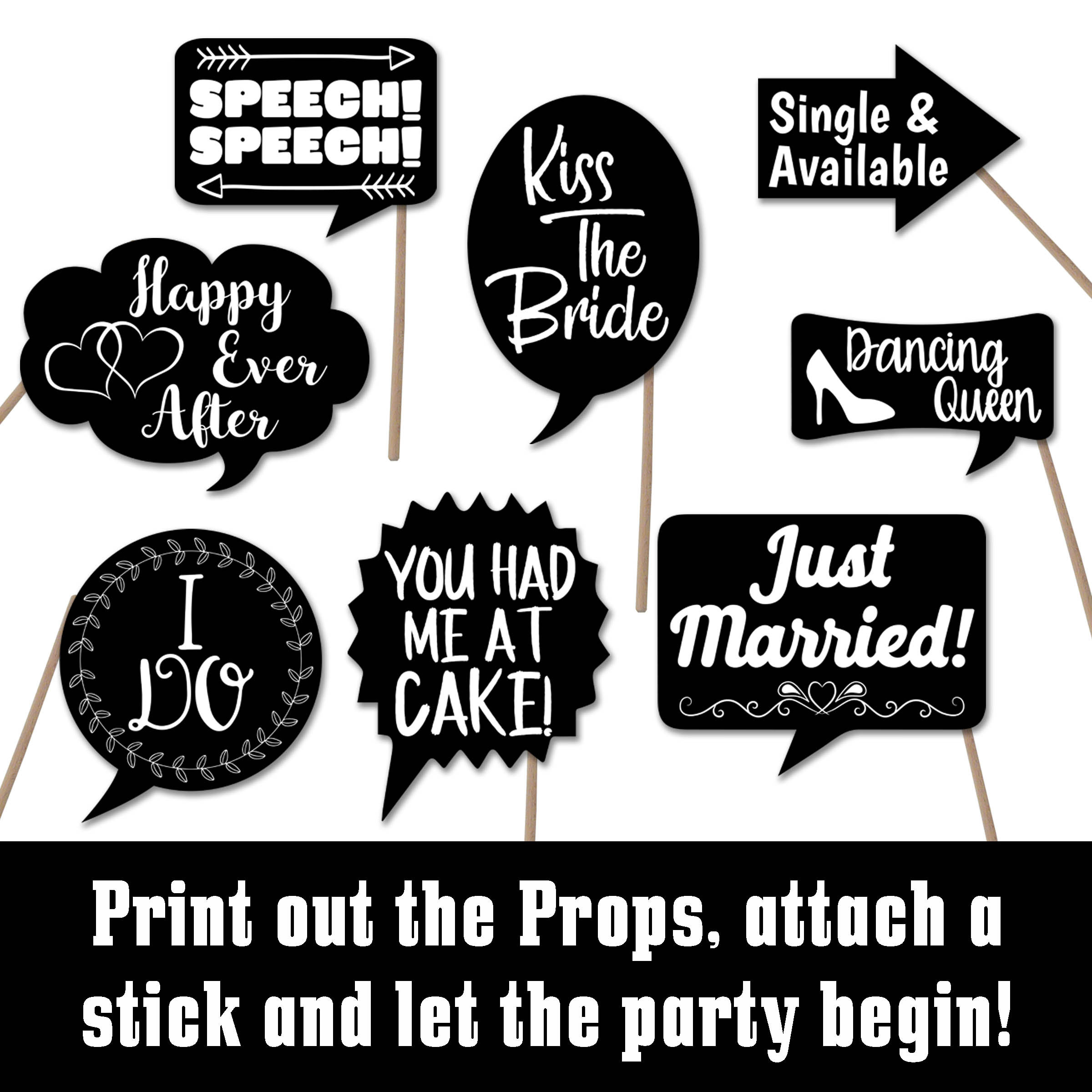 Wedding Photo Booth Prop Signs and Decorations Black With | Etsy