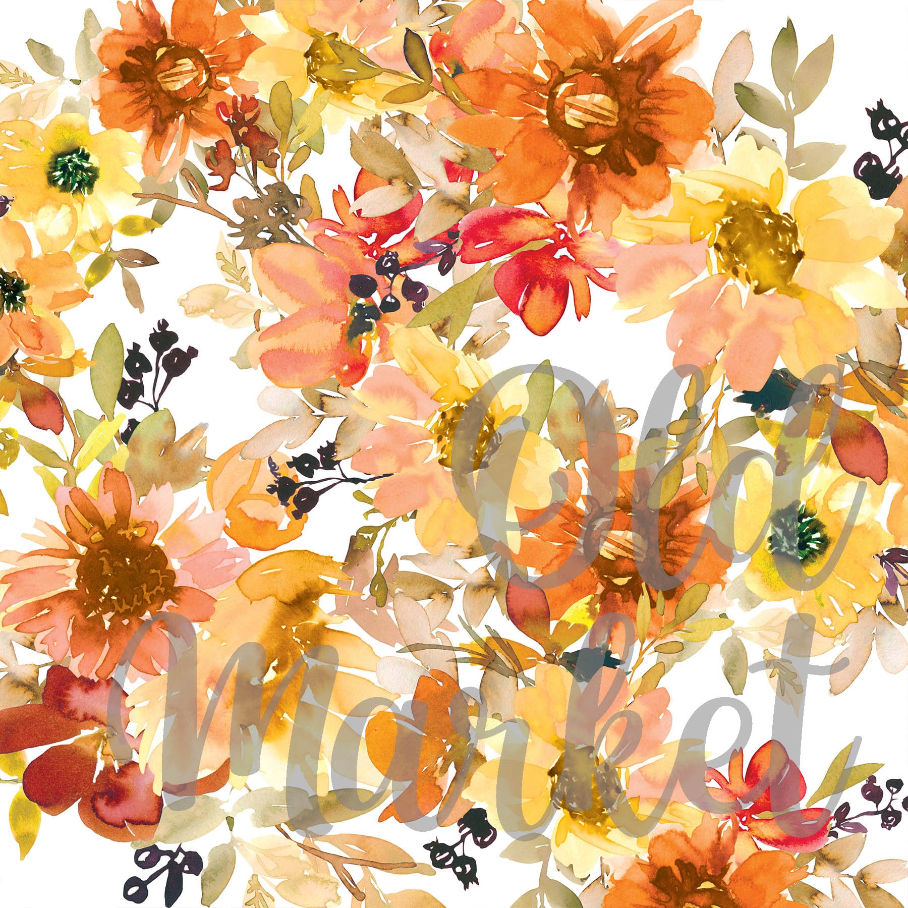Autumn Floral Digital Paper - Watercolor Flower Backgrounds - 12 ...