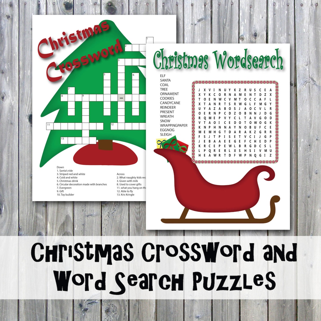 Christmas Crossword Puzzle and Word Search - Party Game Printables ...
