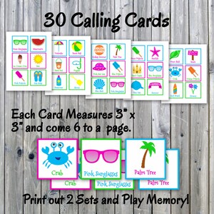 Summer Bingo Printable PDF - 30 Different Cards - Half Page Size ...
