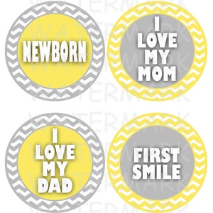 Gray and Yellow Chevron Monthly Baby Images - Printable Digital Collage ...