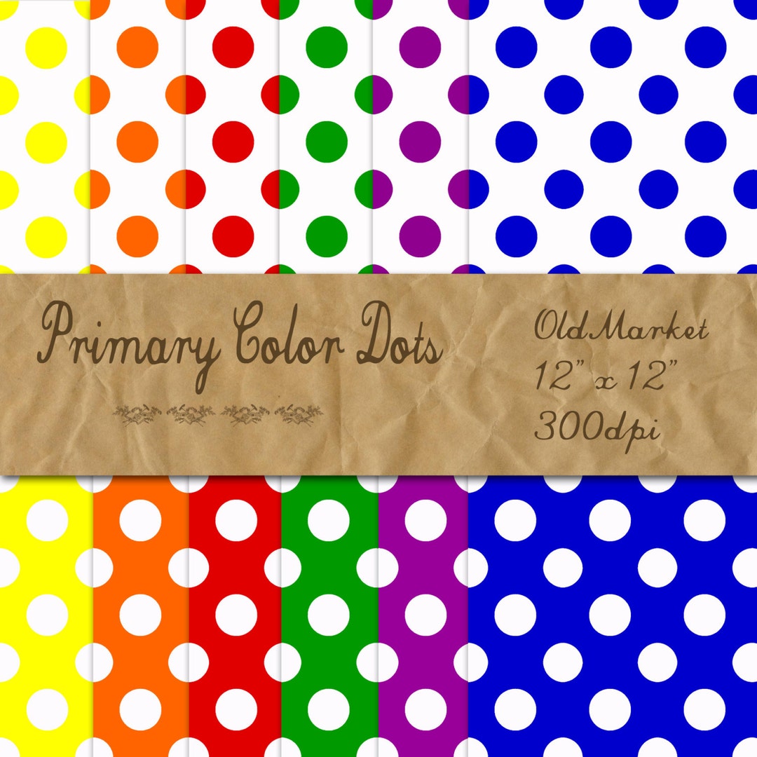 Primary Color Polka Dots Digital Paper - Polka Dot Backgrounds - 12 ...