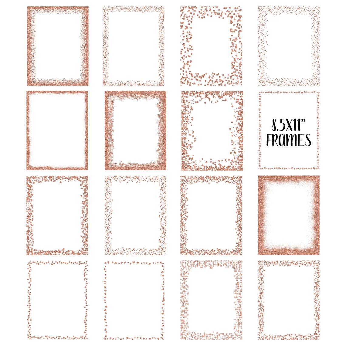 Rose Gold Glitter Frames and Borders PNG Overlay Clipart - Etsy