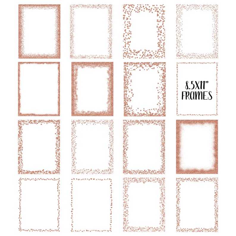 Rose Gold Glitter Frames and Borders PNG Overlay Clipart - Etsy