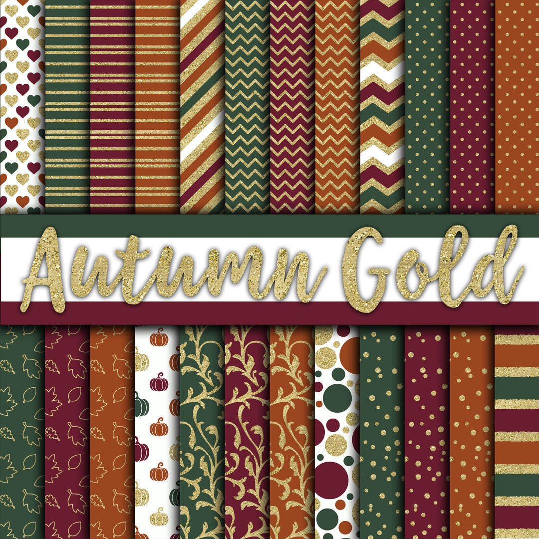 Autumn Gold Digital Paper - Autumn Textures and Backgrounds - 16 Fall ...