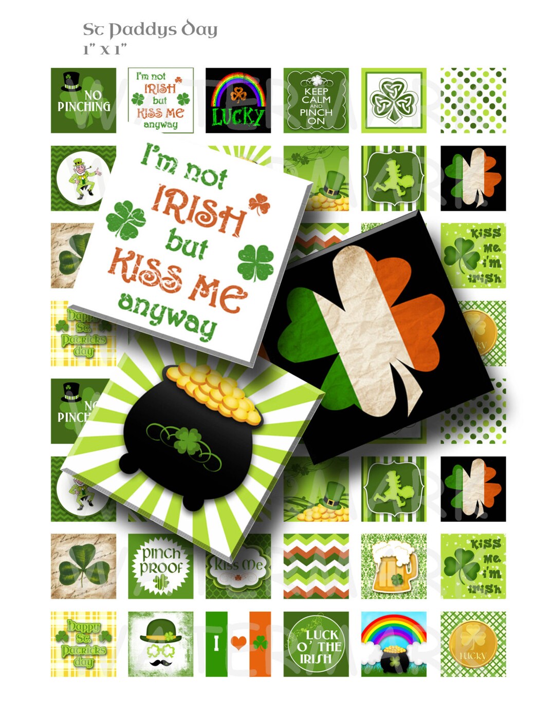 St Patricks Day - Digital Collage Sheet - 1 Inch (1 X 1) - INSTANT ...