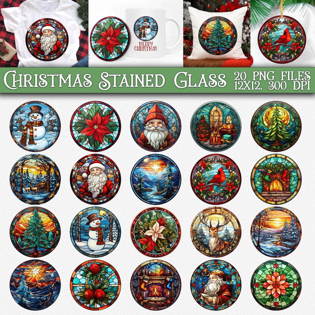 Christmas Stained Glass Sublimation Bundle - 20 Sublimation Backgrounds ...