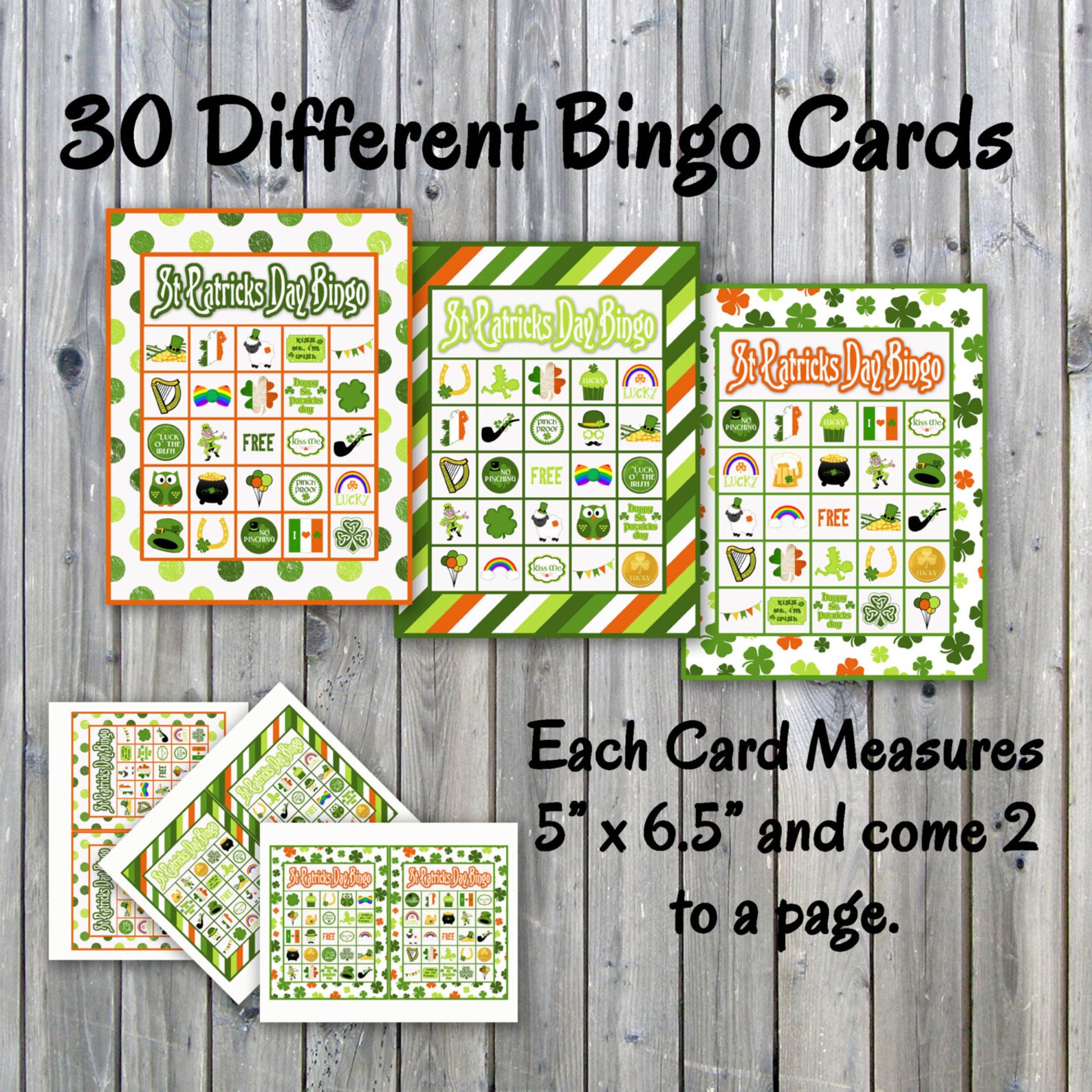 St Patricks Day Bingo Printable PDF - 30 Different Cards - Half Page ...