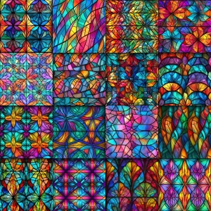 Stained Glass Seamless Patterns - Stained Glass Digital Paper - 16 ...