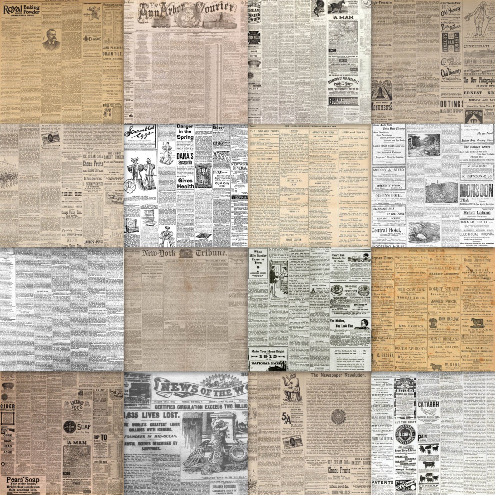 Old Newspapers Digital Paper Old Paper Textures 16 Designs - Etsy