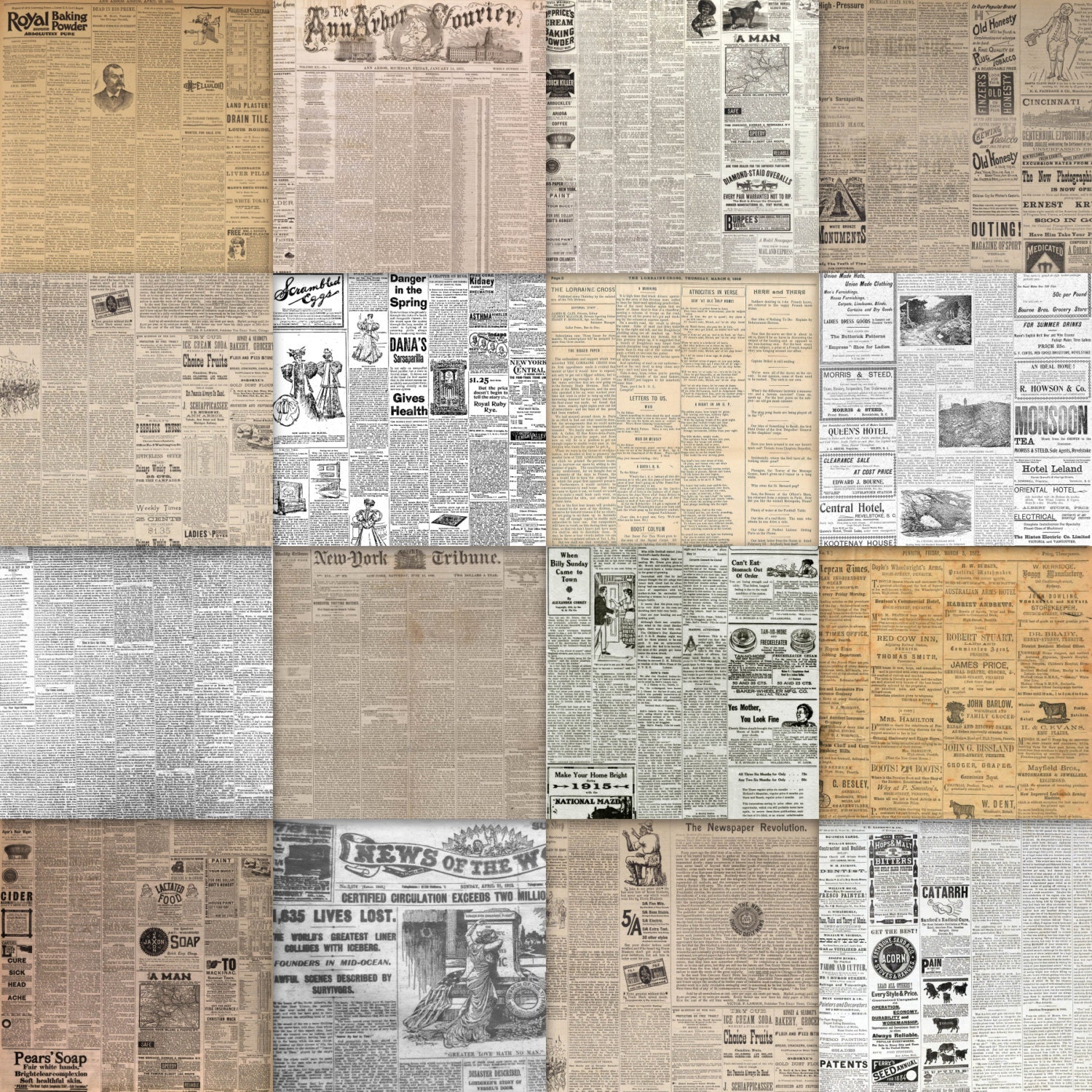 Old Newspapers Digital Paper Old Paper Textures 16 Designs - Etsy