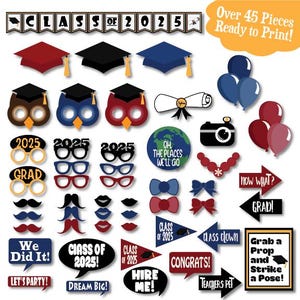 Graduation Photo Booth Props and Decorations - Printable 2025 Props and ...
