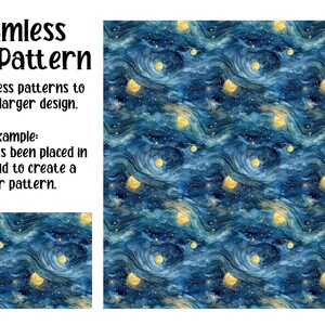 Starry Night Galaxy SEAMLESS Patterns - Watercolor Starry Night Digital ...