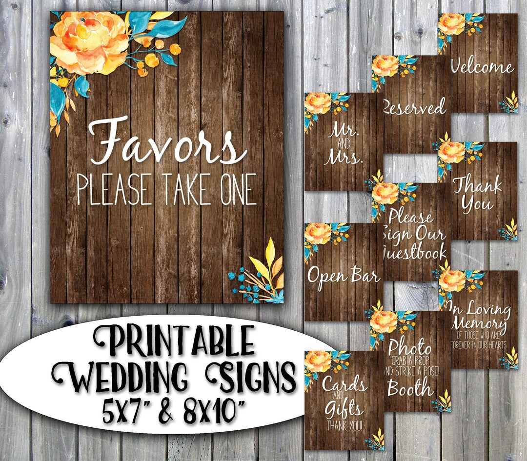 Wedding Signs - 10 Printable Rustic Wood Fence Wedding Art Prints ...