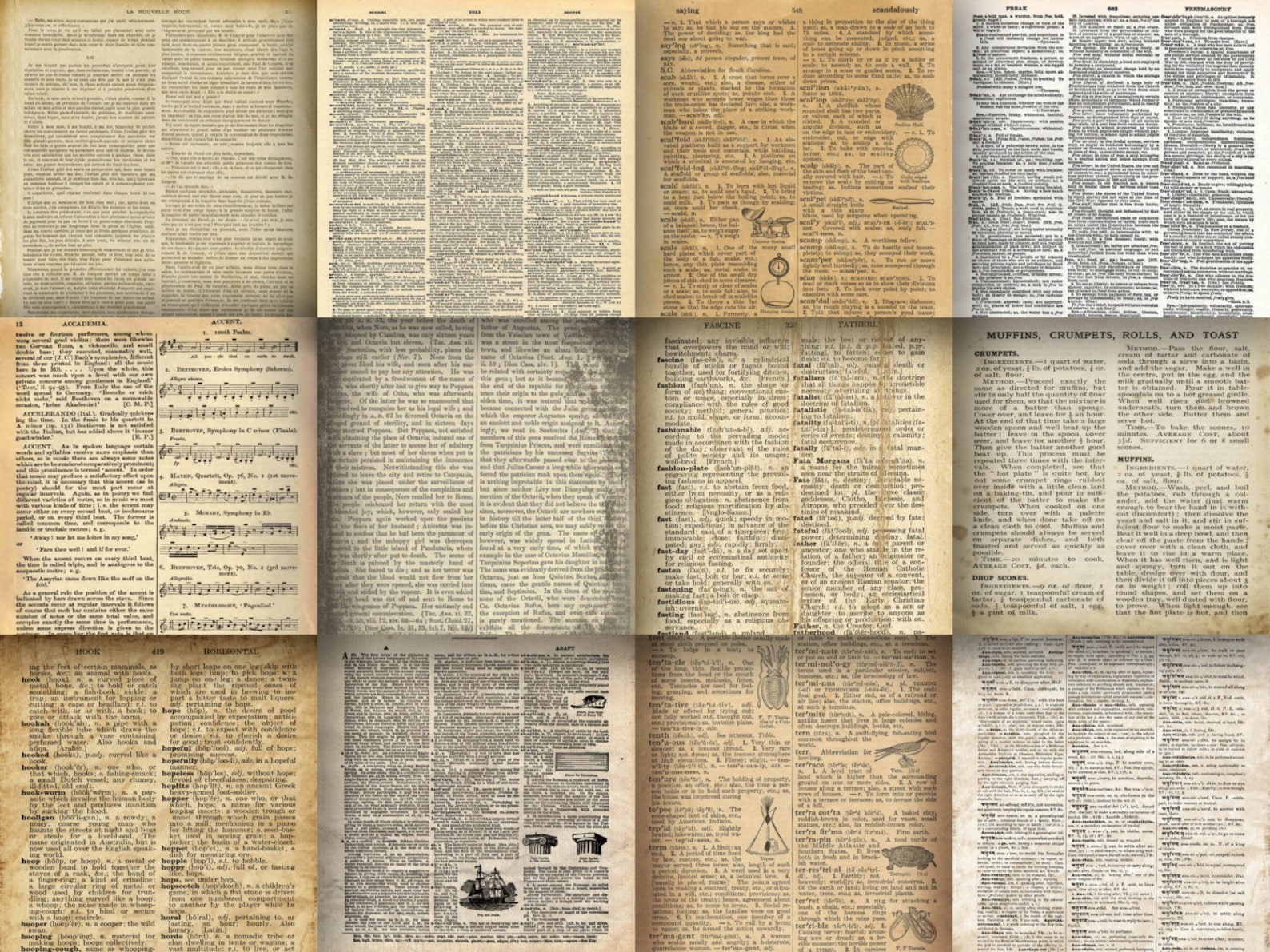 Dictionary Pages Digital Paper Old Paper Textures 12 | Etsy