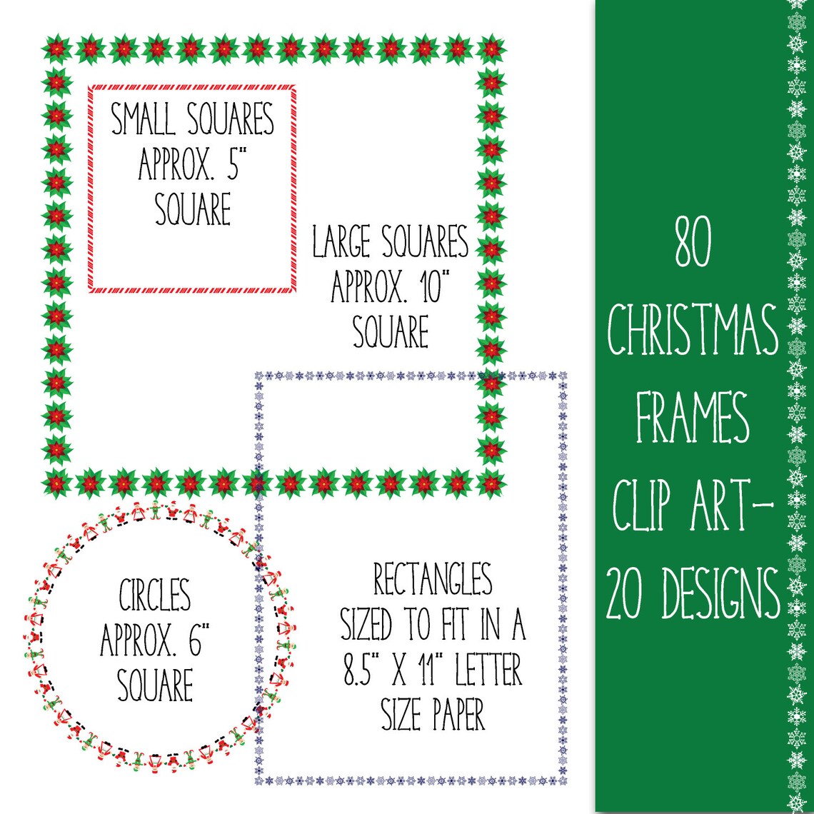 Christmas Borders and Frames Clip Art - 100 Digital Christmas Clip Art ...