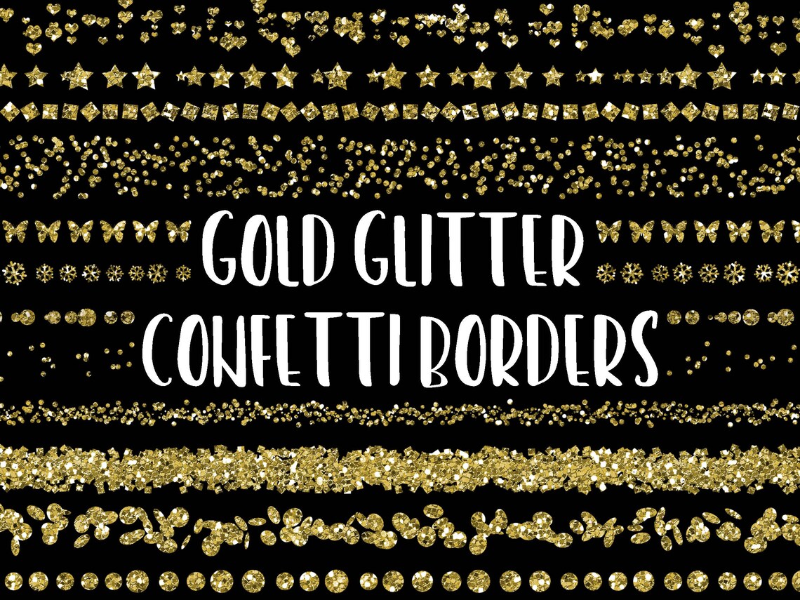Gold Glitter Confetti Borders Glitter Confetti Clipart 35 - Etsy