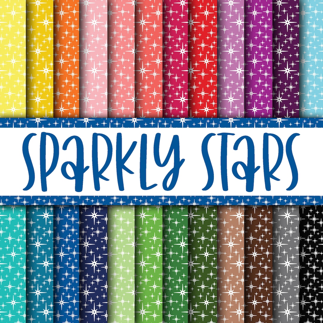 Sparkly Stars Digital Paper - Star Backgrounds and Textures - 24 Colors ...
