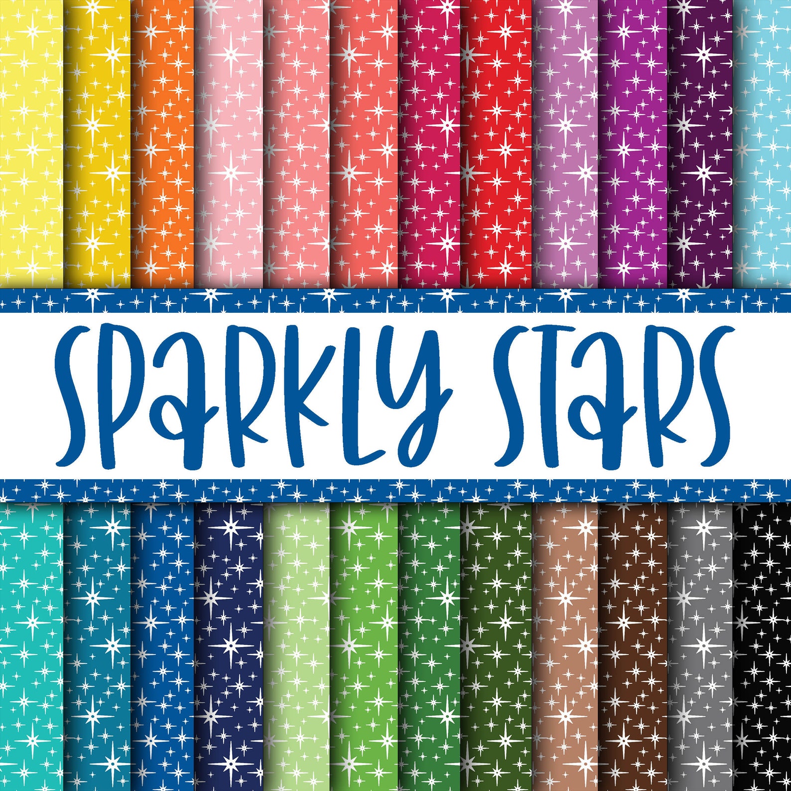 Sparkly Stars Digital Paper Star Backgrounds and Textures 24 Colors ...