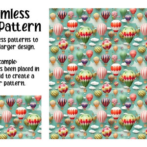 3D Hot Air Balloons SEAMLESS Patterns - Hot Air Balloons Digital Paper ...