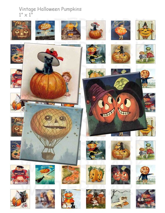 Vintage Halloween Pumpkins Digital Collage Sheet 1 Inch 1 - Etsy