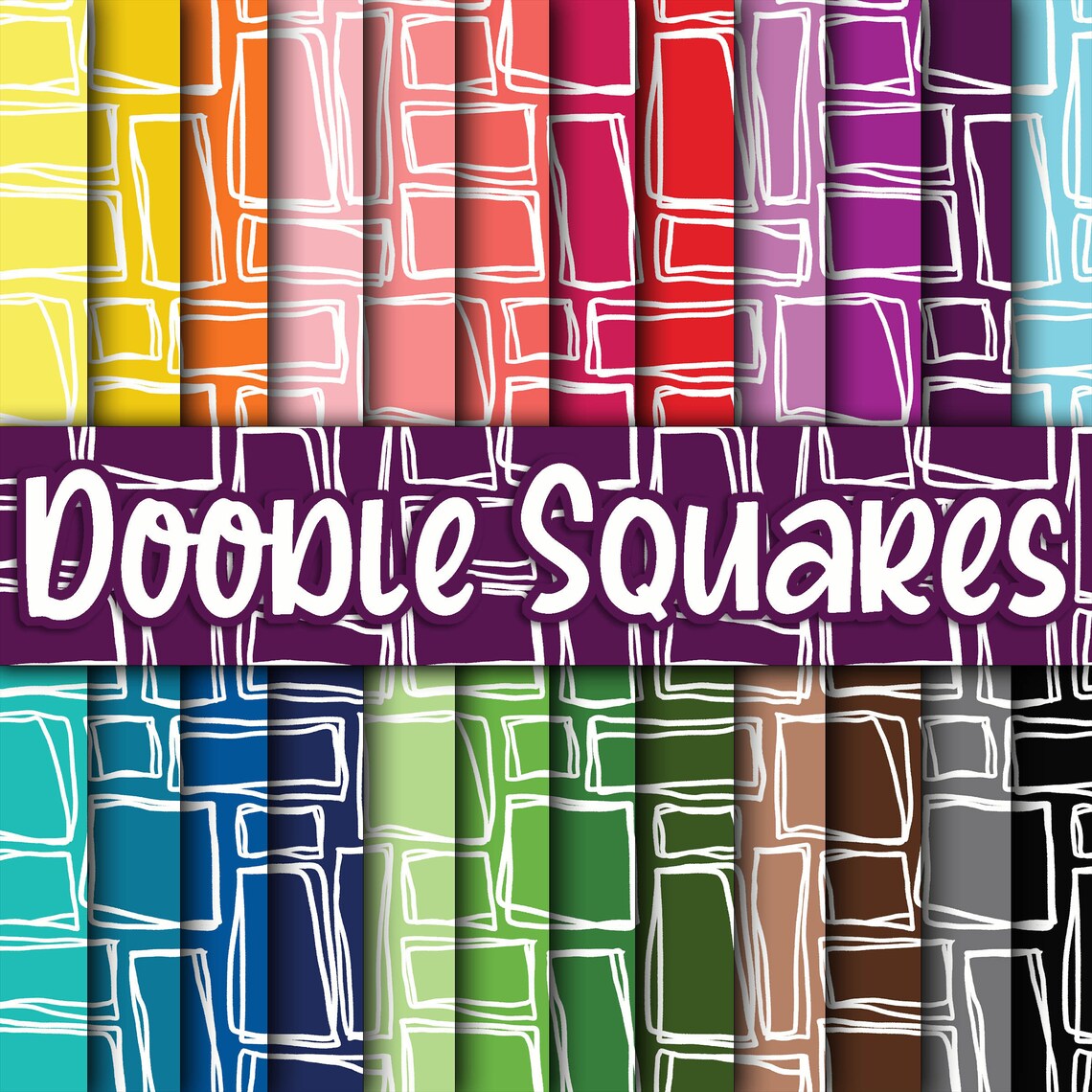 Doodle Squares Digital Paper Square Backgrounds and Textures - Etsy