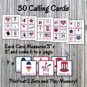 Patriotic Bingo Printable PDF - 30 Different Cards - Half Page Size ...