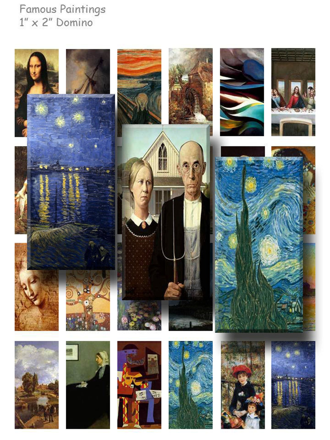 Famous Paintings - Digital Collage Sheet - 1 X 2 Inch Domino - INSTANT ...