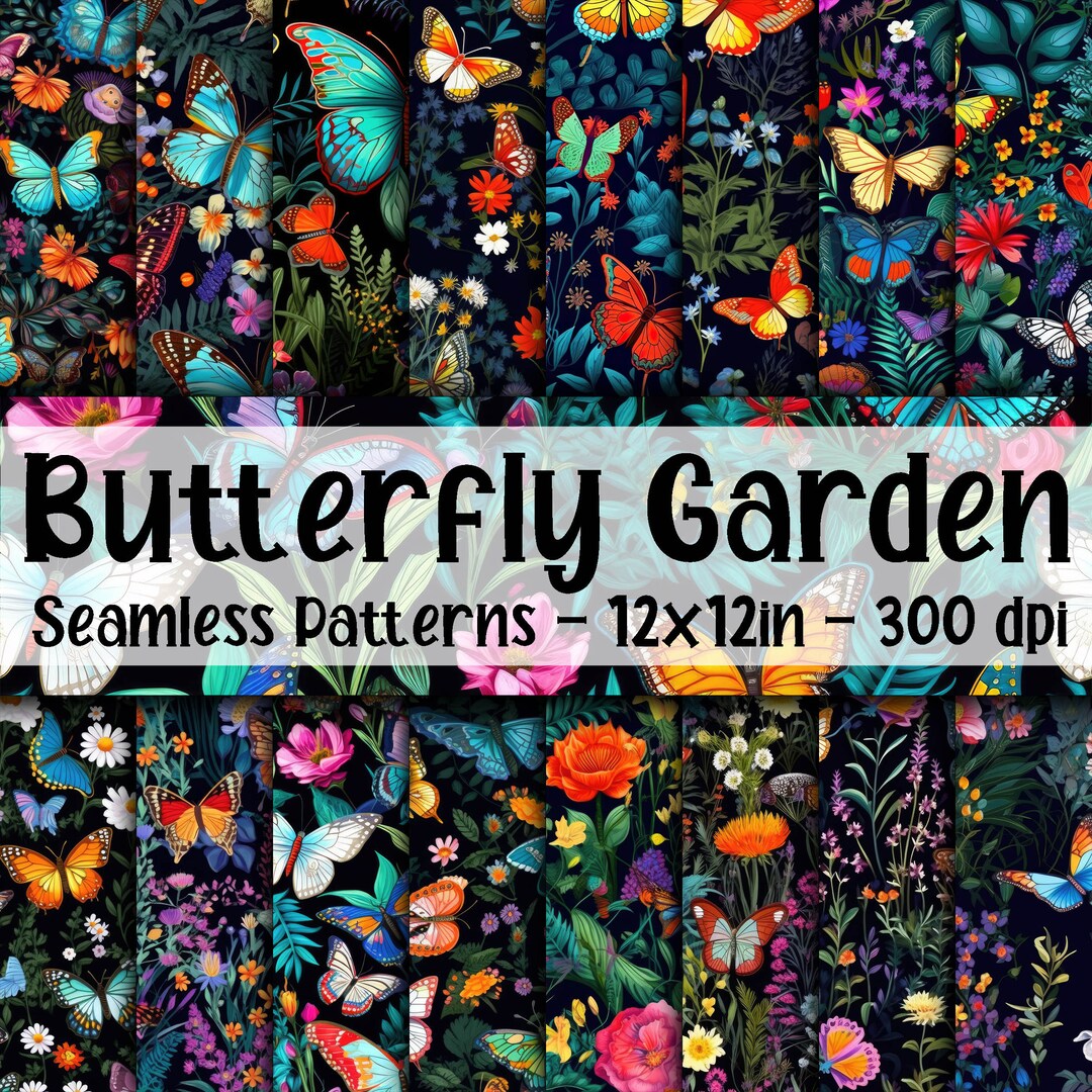 Butterfly Garden SEAMLESS Patterns -whimsical Butterflies Digital Paper ...
