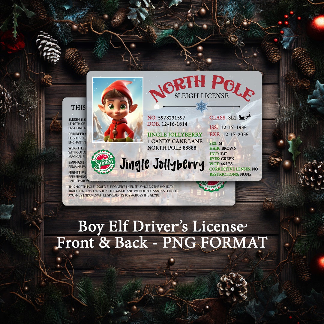 Boy Elf License Sublimation Design - Elf Drivers License PNG File ...