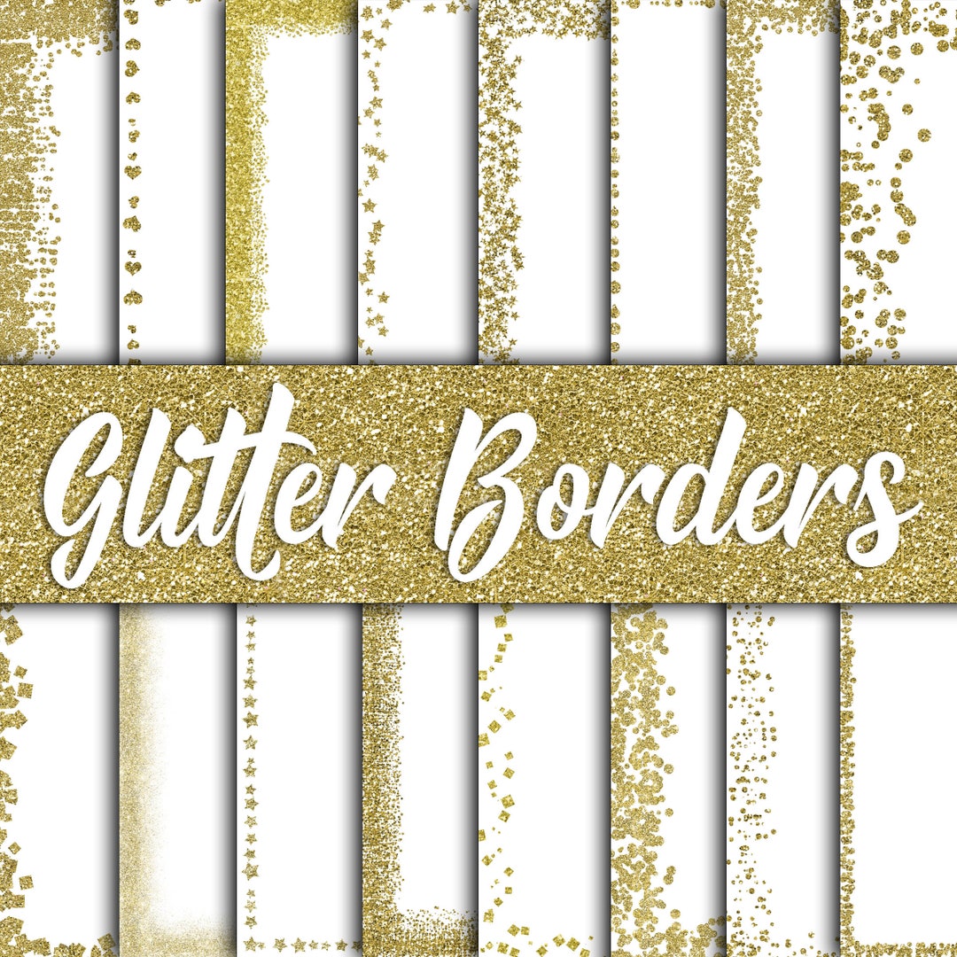 Gold Glitter Borders Digital Paper - Glitter Textures - Glitter ...
