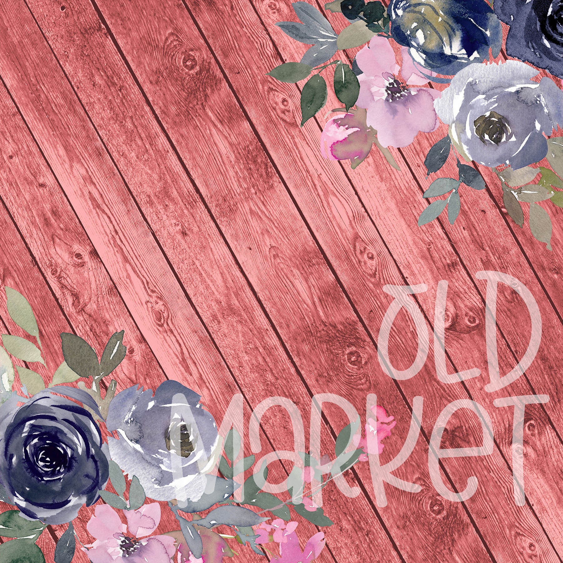 Colorful Floral Wood Digital Papers Watercolor Flower and - Etsy