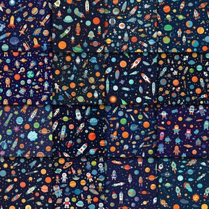 Space Adventures SEAMLESS Patterns - Space Digital Paper - 16 Designs ...