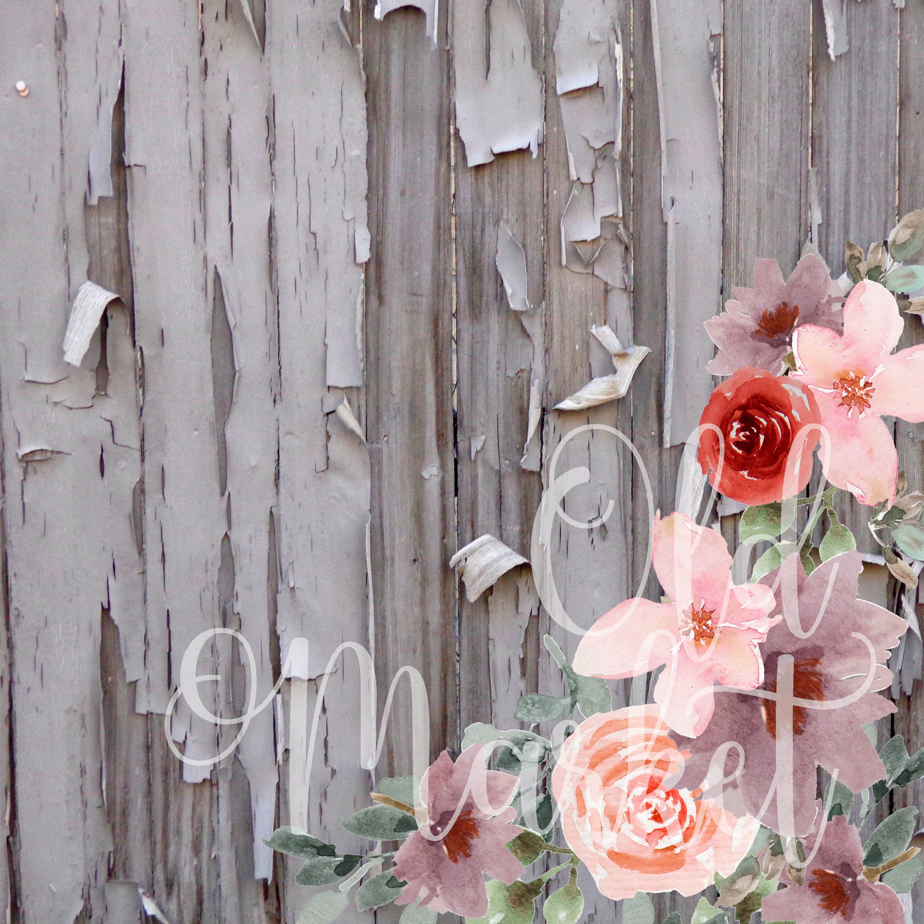 Floral Wood Digital Paper Watercolor Flower and Wood - Etsy