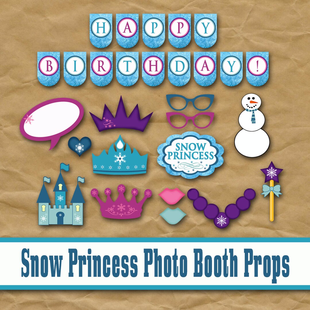 Snow Princess Photo Booth Props and Decorations - Printable Props and ...