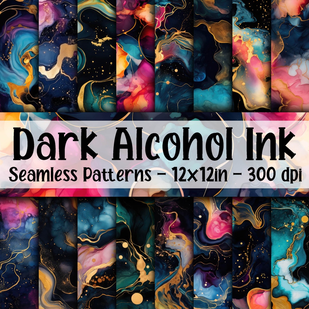 Dark Alcohol Ink SEAMLESS Patterns - Alcohol Ink Digital Paper - 16 ...