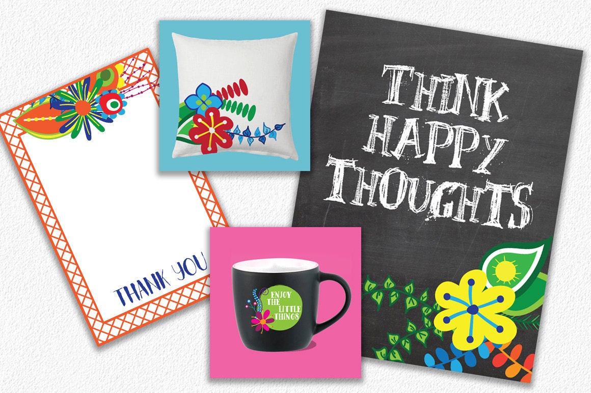 Modern Flowers - Bright and Bold Floral Elements and Bouquets ...