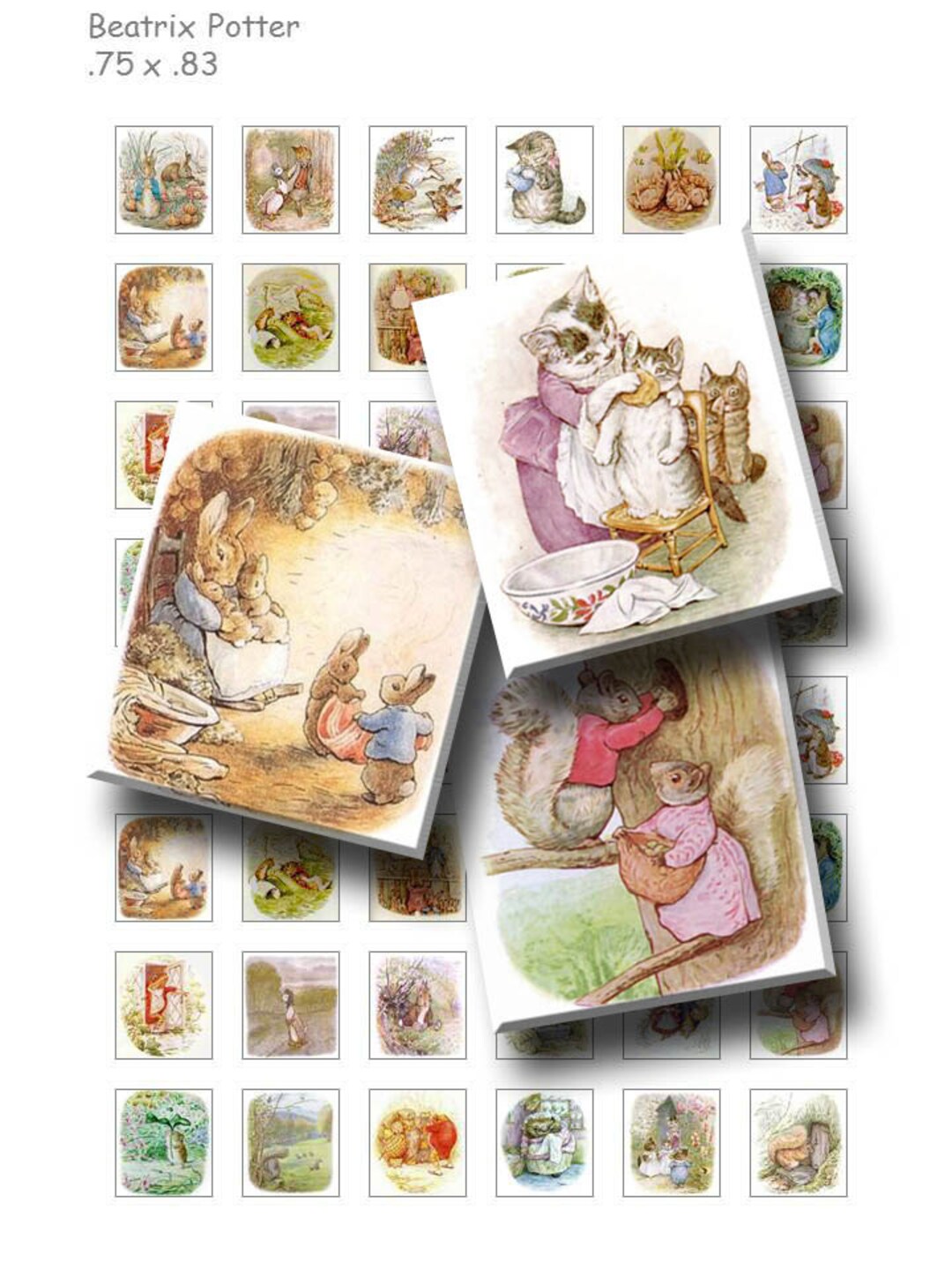 Beatrix Potter Illustrations - Digital Collage Sheet - .75 X .83 ...