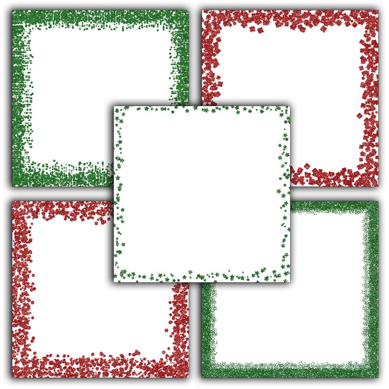 Christmas Glitter Borders Digital Paper Red and Green - Etsy