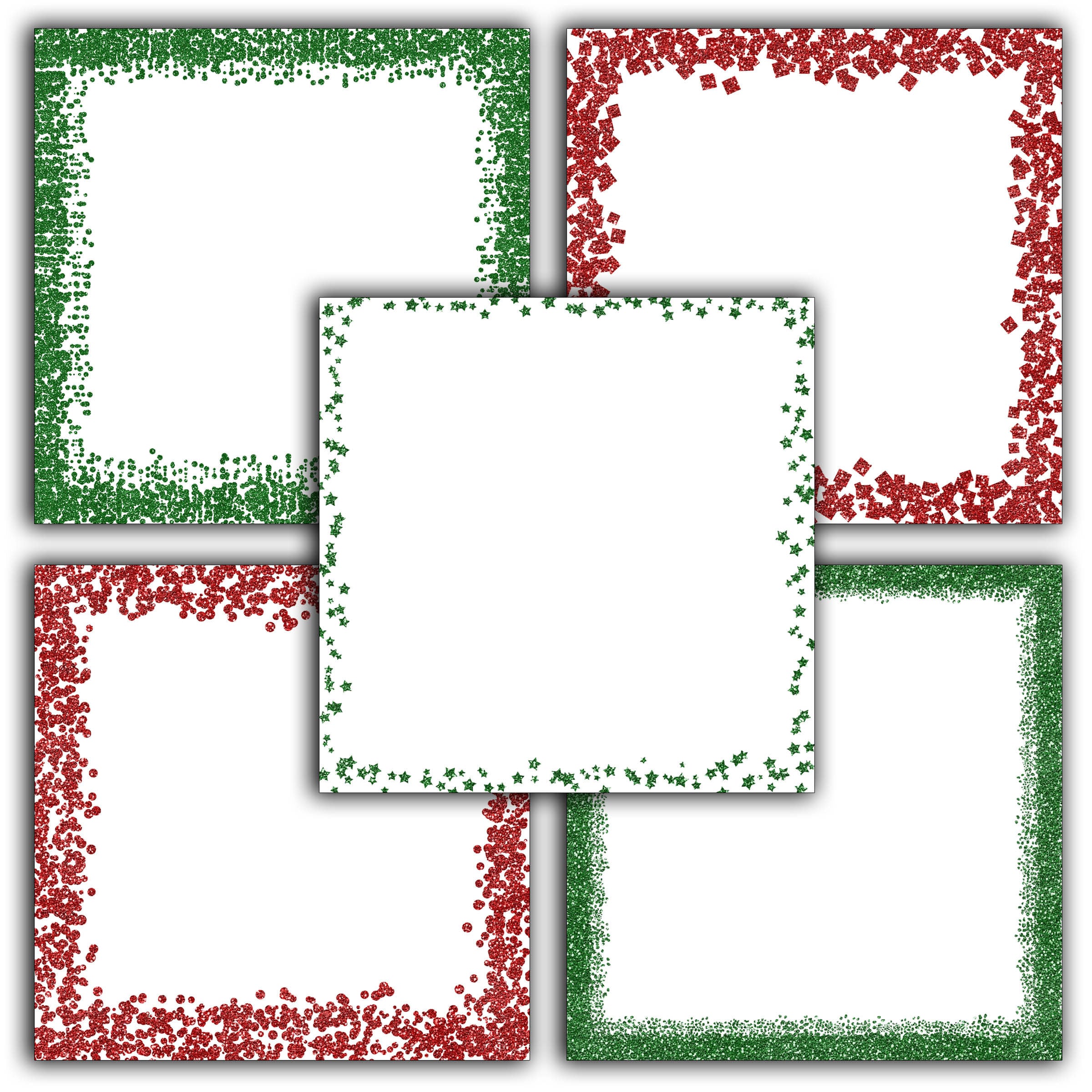 Christmas Glitter Borders Digital Paper Red and Green - Etsy