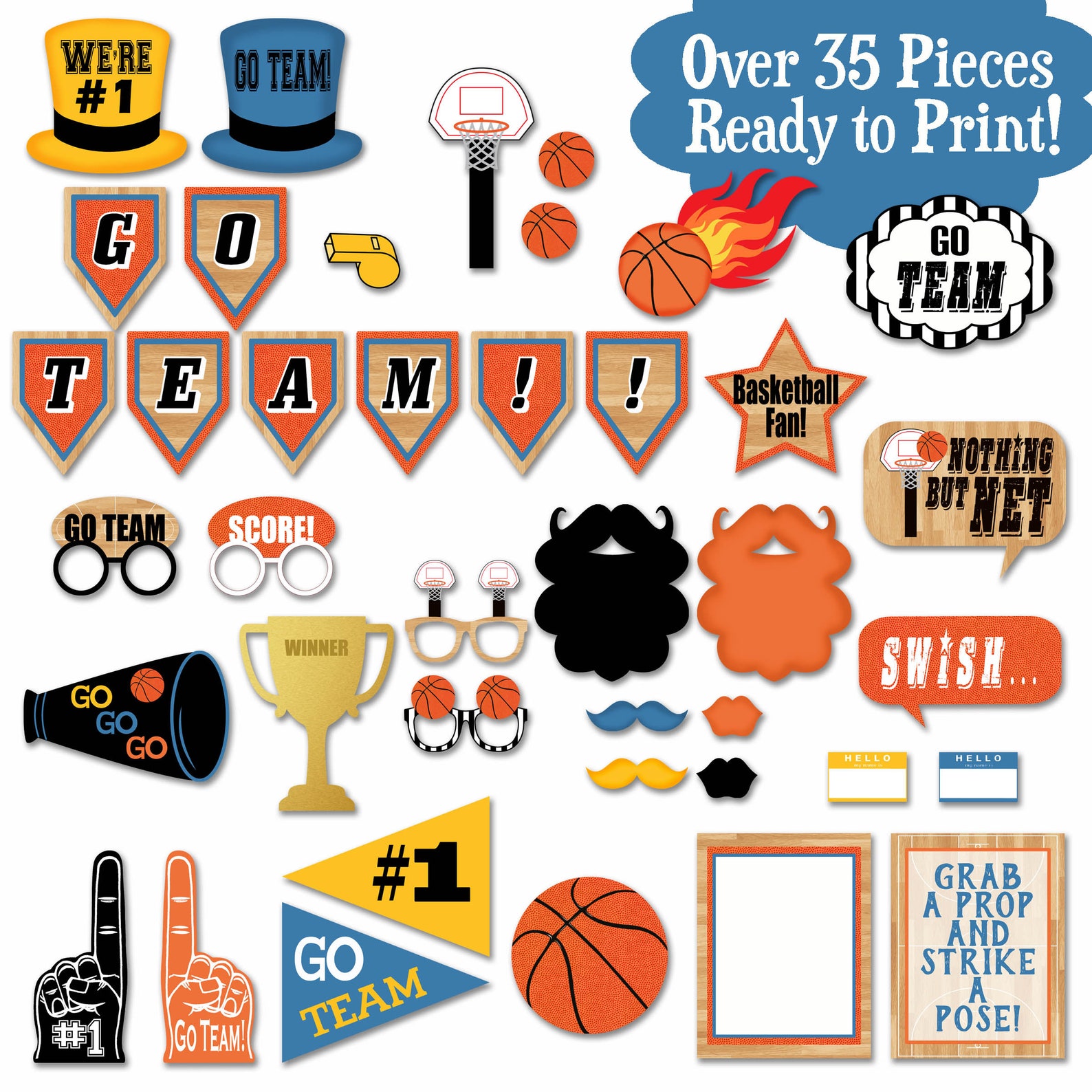 Basketball Photo Booth Props and Party Decorations Printable - Etsy