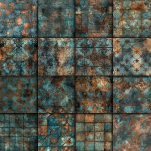 Copper & Blue Patina SEAMLESS Patterns - Antique Copper Digital Paper ...