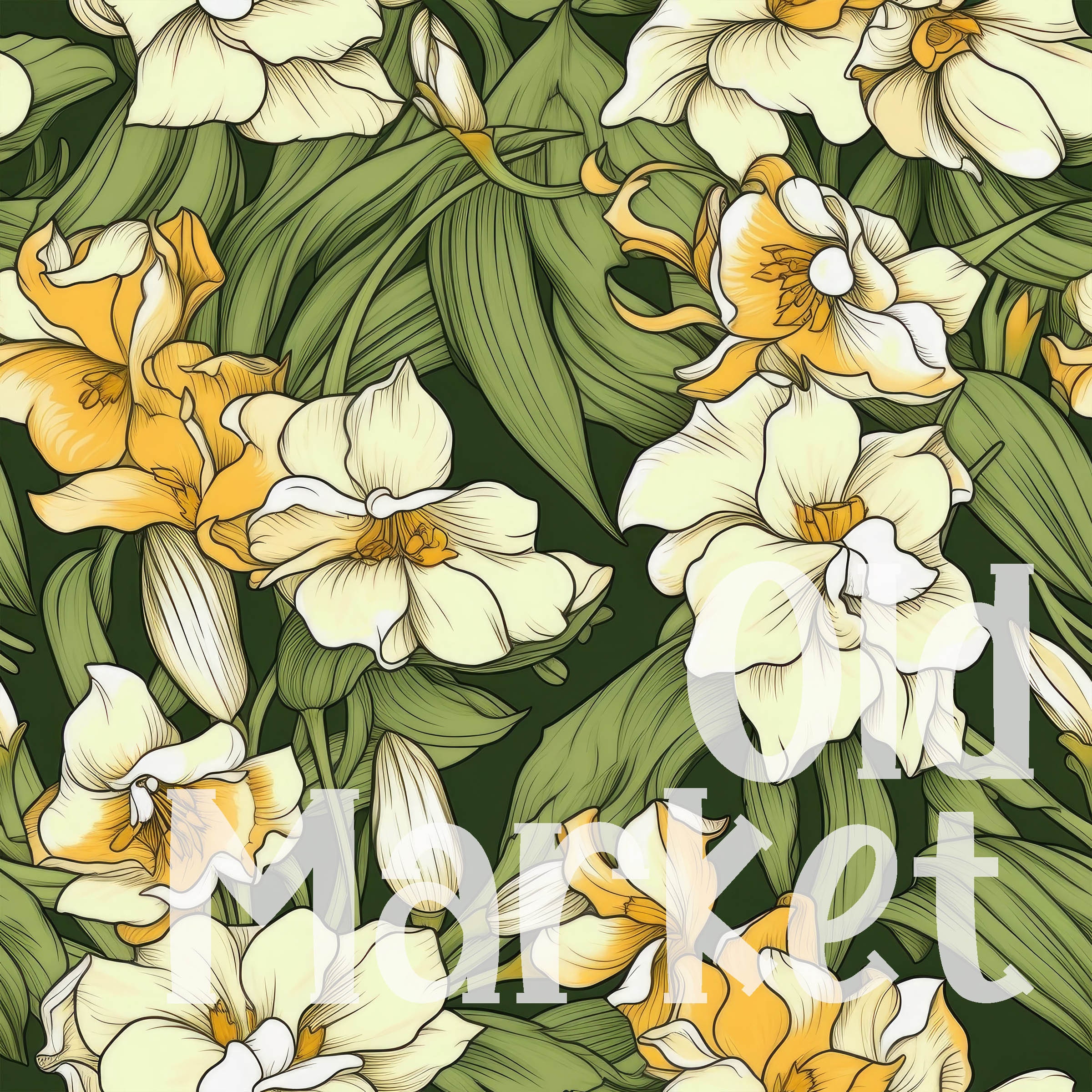 Daffodils SEAMLESS Patterns - Daffodils Digital Paper - 16 Designs ...
