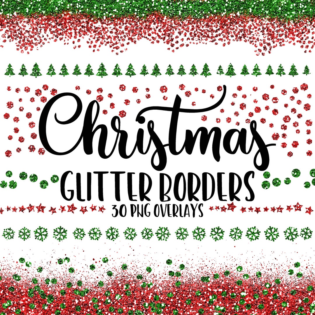 Red and Green Christmas Glitter Borders - Glitter Confetti Clipart - 30 ...